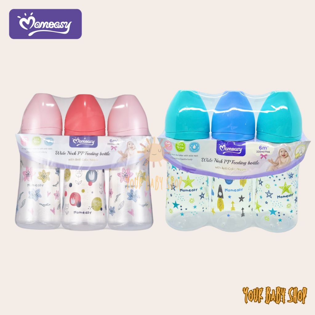 Jual Botol Dot Bayi Leher Lebar/Wideneck Momeasy Paket Hemat 3 Botol Susu Bayi Wide Neck Nipple ...