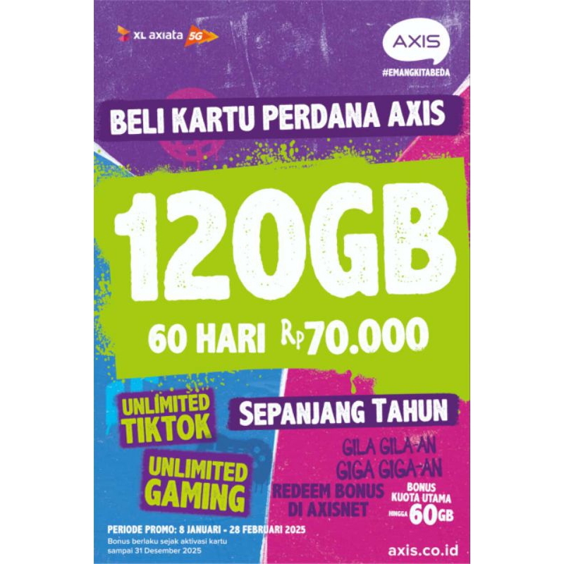 Jual KARTU PERDANA AXIS 120 GB 60 HARI | Shopee Indonesia