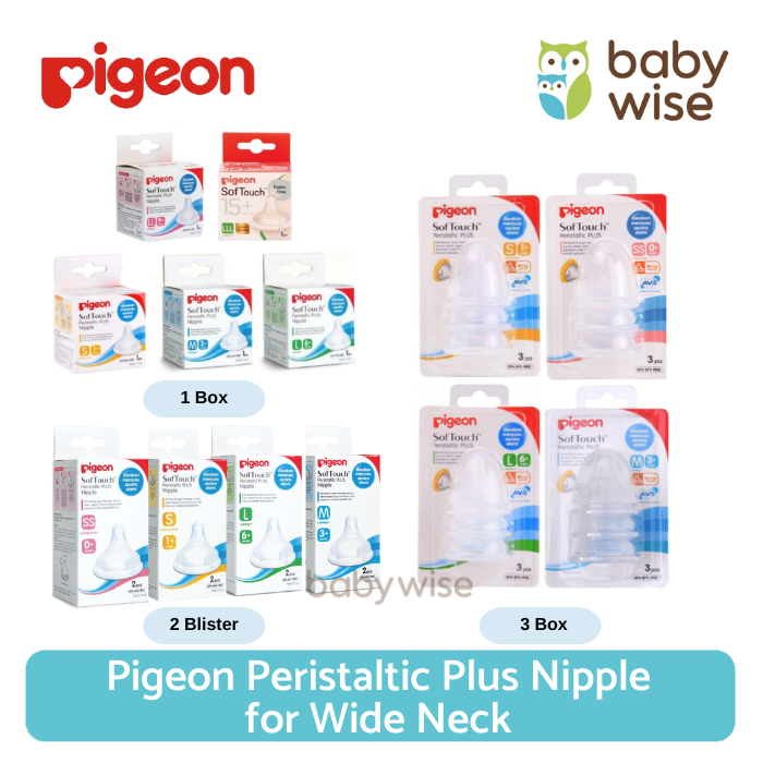 Jual Pigeon Peristaltic Plus Nipple for Wide Neck - Nipple Botol Bayi | Shopee Indonesia