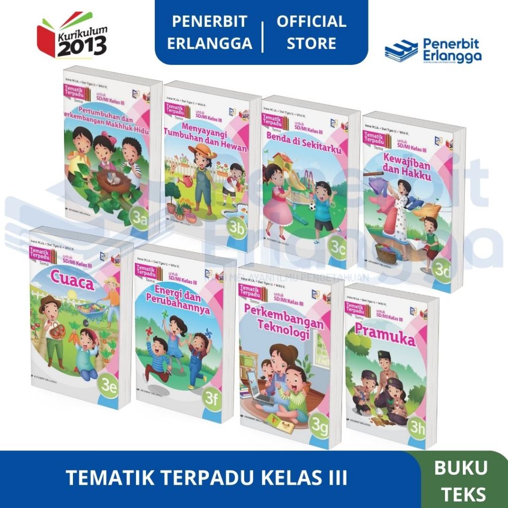 Jual [Erlangga Official] Tematik Terpadu Sd/Mi Kelas 3a 3b 3c 3d 3e 3f ...