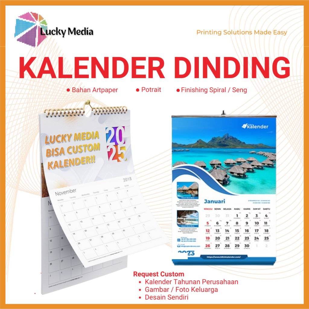 Jual Kalender Dinding Custom Foto Gambar A3 Calendar Aesthetic Cetak ...