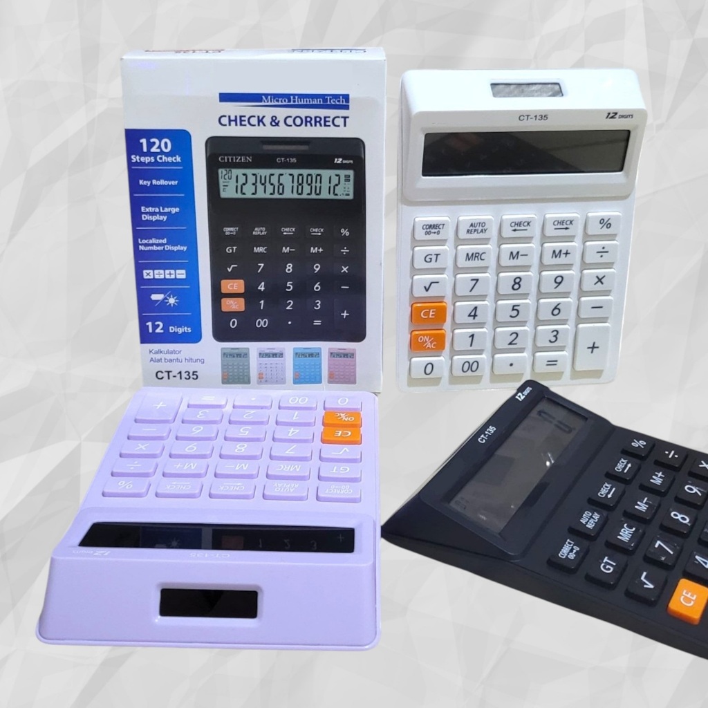 Jual Kalkulator Besar CT 135 Check Correct 12 Digits Dagang warna warni ...