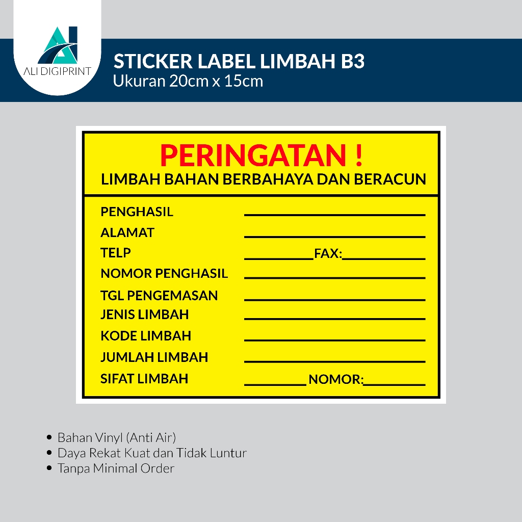 Jual Sticker Label Limbah B3 / Stiker Peringatan Label Limbah B3 ...