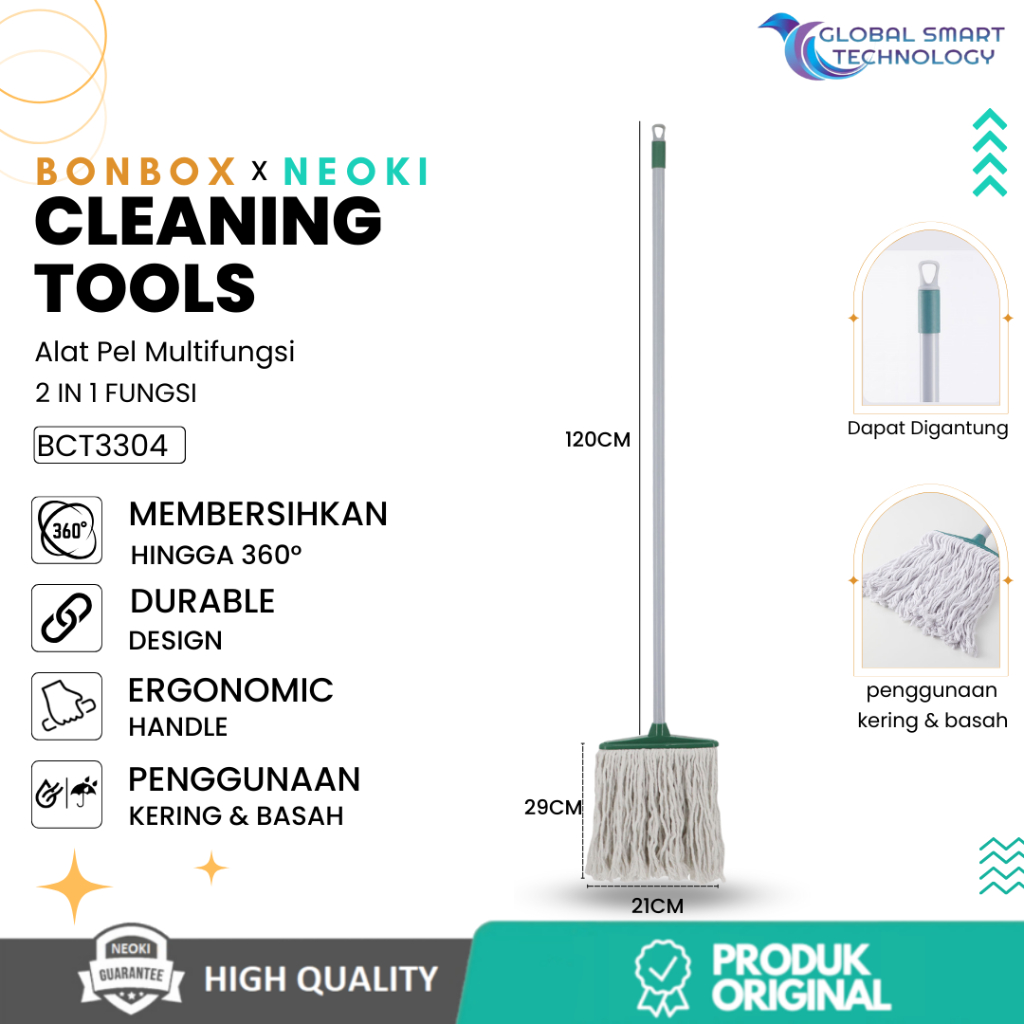 Jual NEOKI x BONBOX BCT3304 Tongkat Alat Pel Lantai Serbaguna | Shopee ...