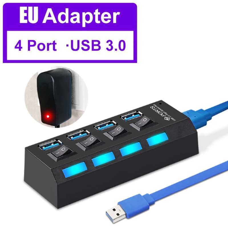 Jual USB Hub 3.0 4 Port High Speed dengan Power Supply Eksternal | Shopee Indonesia