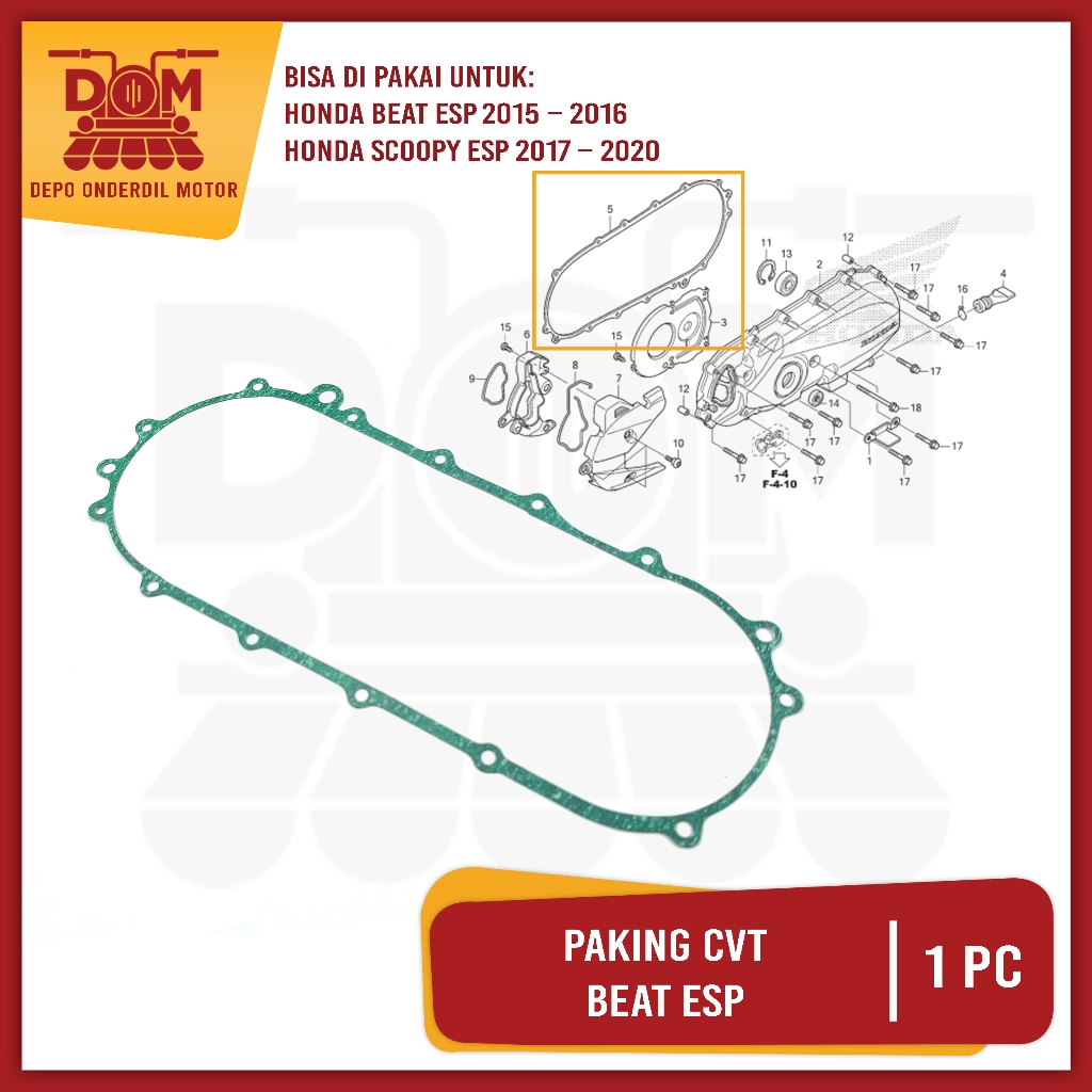 Jual Paking CVT Beat ESP (PSP) Gasket Packing AJS Perpak Bak Blok Block ...