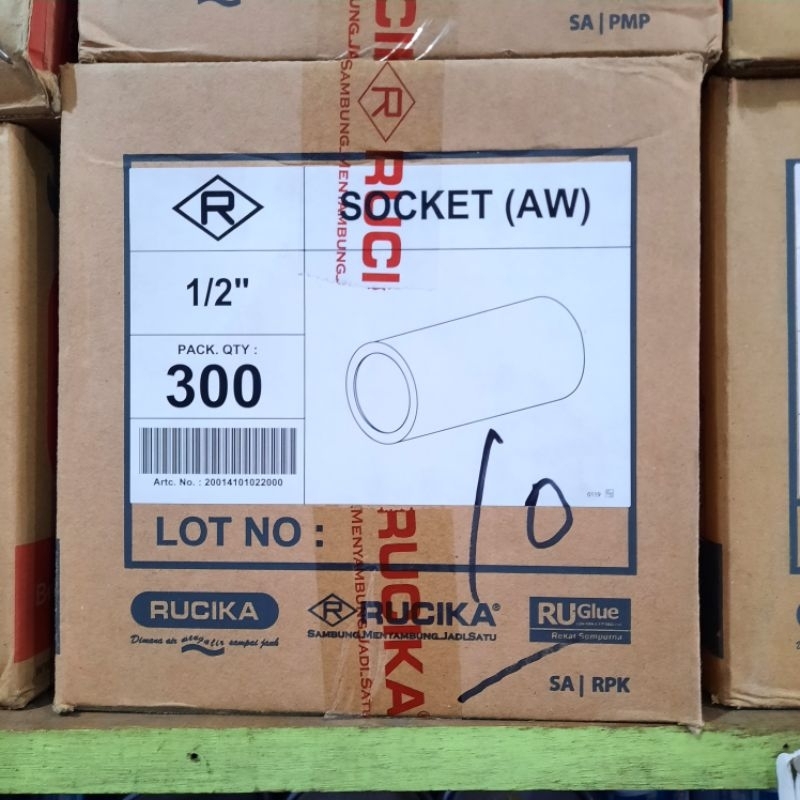 Jual [1 DUS ISI 300 PCS] Rucika Socket AW ½' / Sok Lurus Pipa PVC 1/2 ...