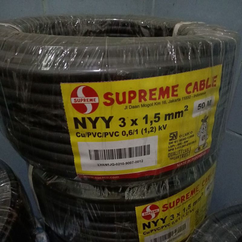Jual KABEL NYY 3X1.5 KAWAT HITEM SUPREME 50METER | Shopee Indonesia