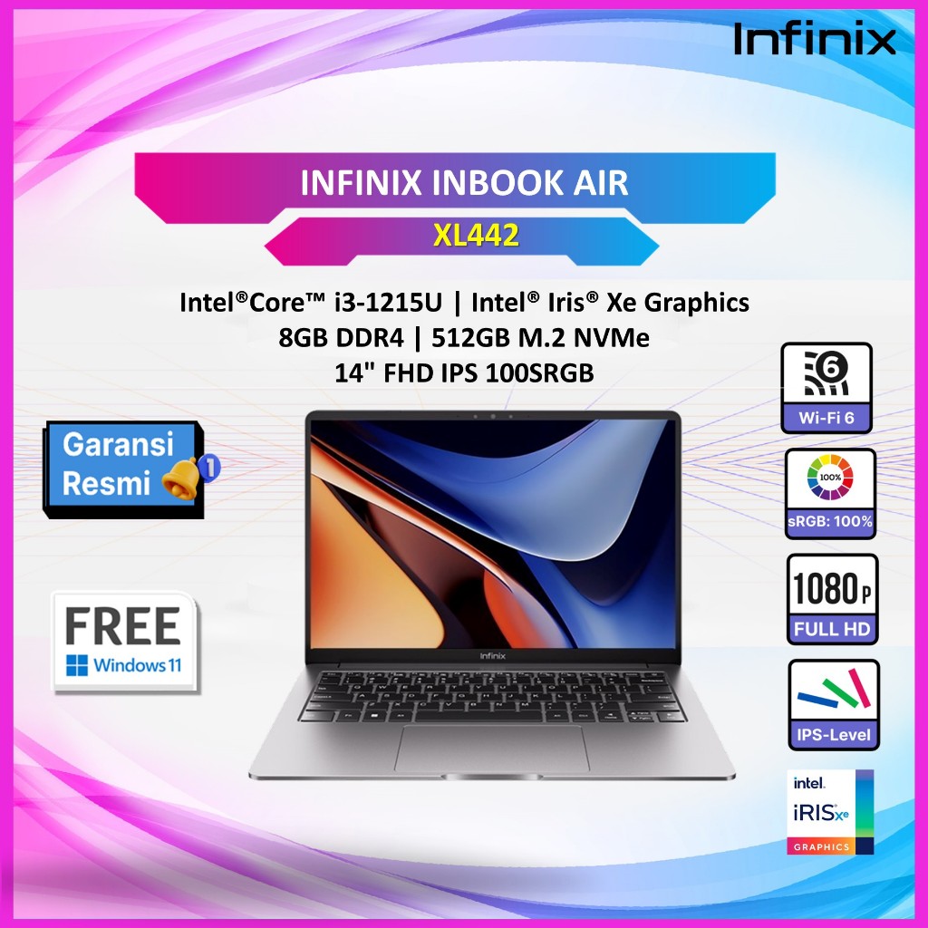 Jual INFINIX INBOOK AIR I3 1215U 8GB 512GB W11 14" WUXGA IPS 100SRGB ...