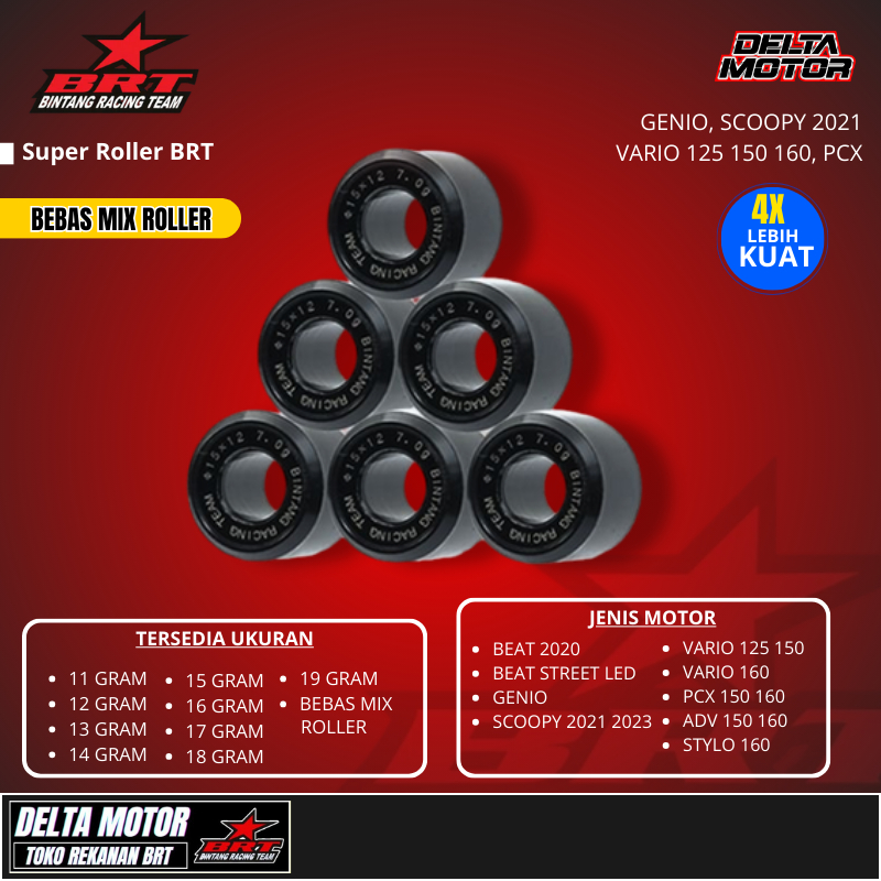 Jual Super Roller BRT 11 12 13 14 15 16 17 18 19 Gram Vario 125 Vario 150 PCX 150 PCX 160 ADV ...