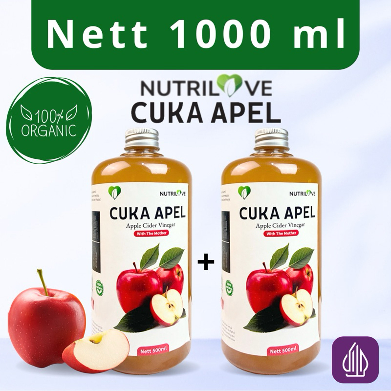 Jual Cuka Sari Apel Organik Vinegar With Mother 1L Nutrilove - Asam ...