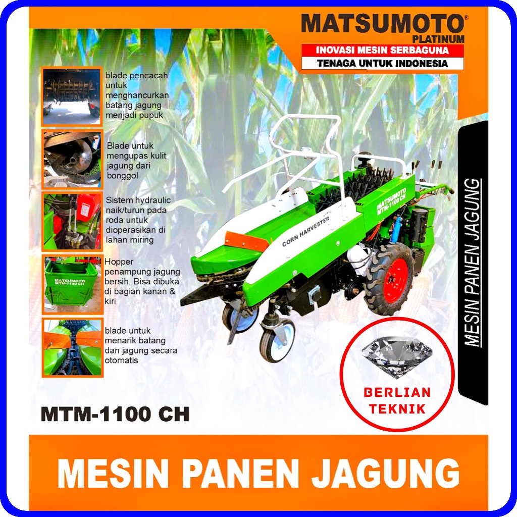 Jual Traktor Panen Jagung Matsumoto MTM 1100 CH Otomatis + Mesin Bensin ...