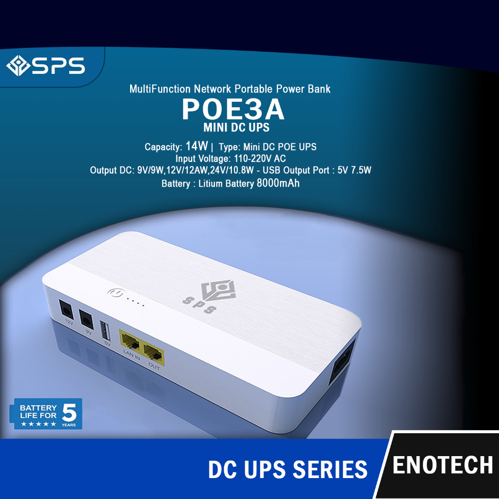 Jual UPS MINI DC POE SPS POE3A PORTABLE POWER BANK LITHIUM BATTERY 12 ...
