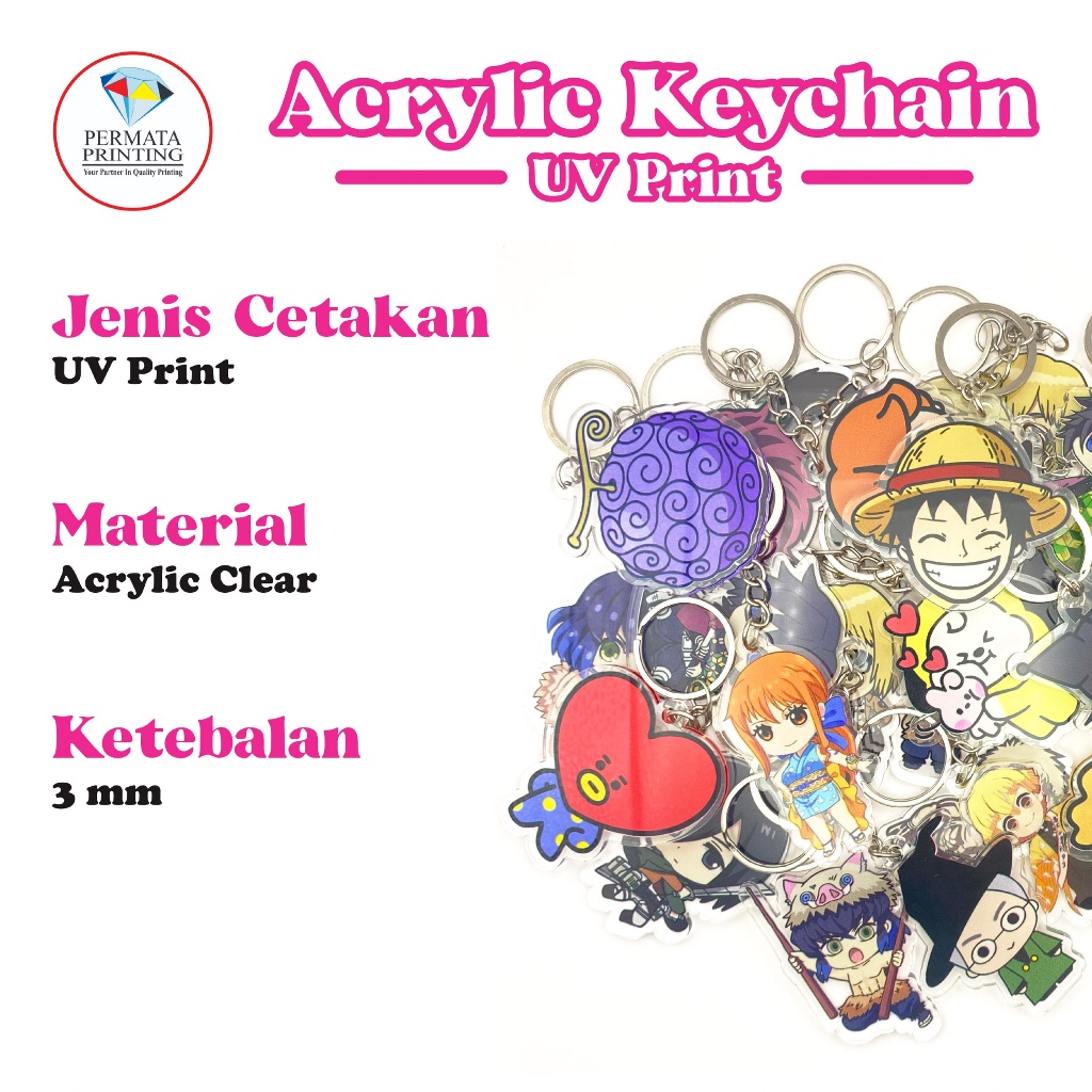 Jual Gantungan Kunci Custom / Keychain Custom Acrylic Print | Shopee Indonesia