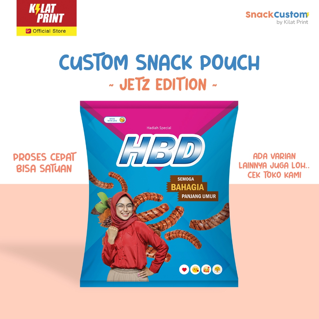 Jual Snack Custom Foto Teks Bungkus Pouch Jumbo Ala JetZ | Shopee Indonesia