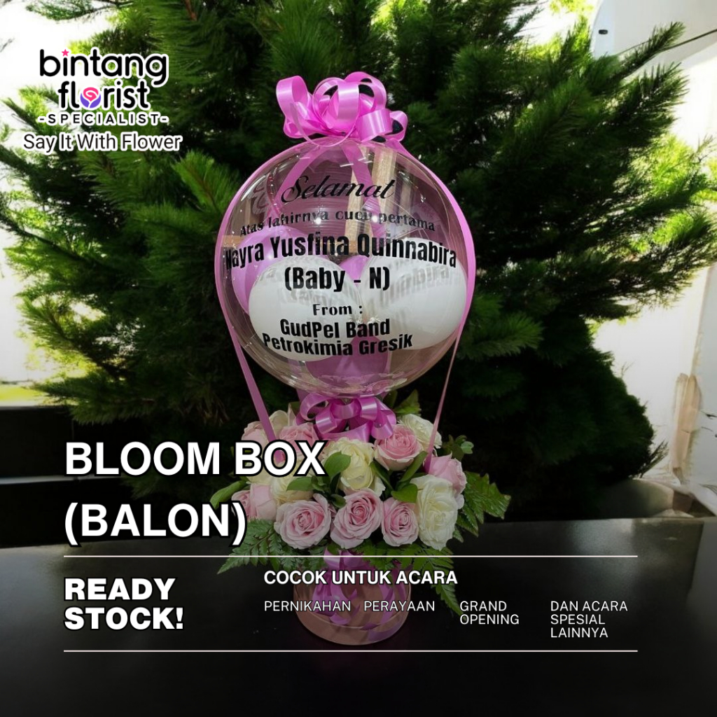 Jual Rangkaian Bunga Bloom Box + Balon dengan Bunga Segar Spesial Untuk Valentine Grand Opening ...