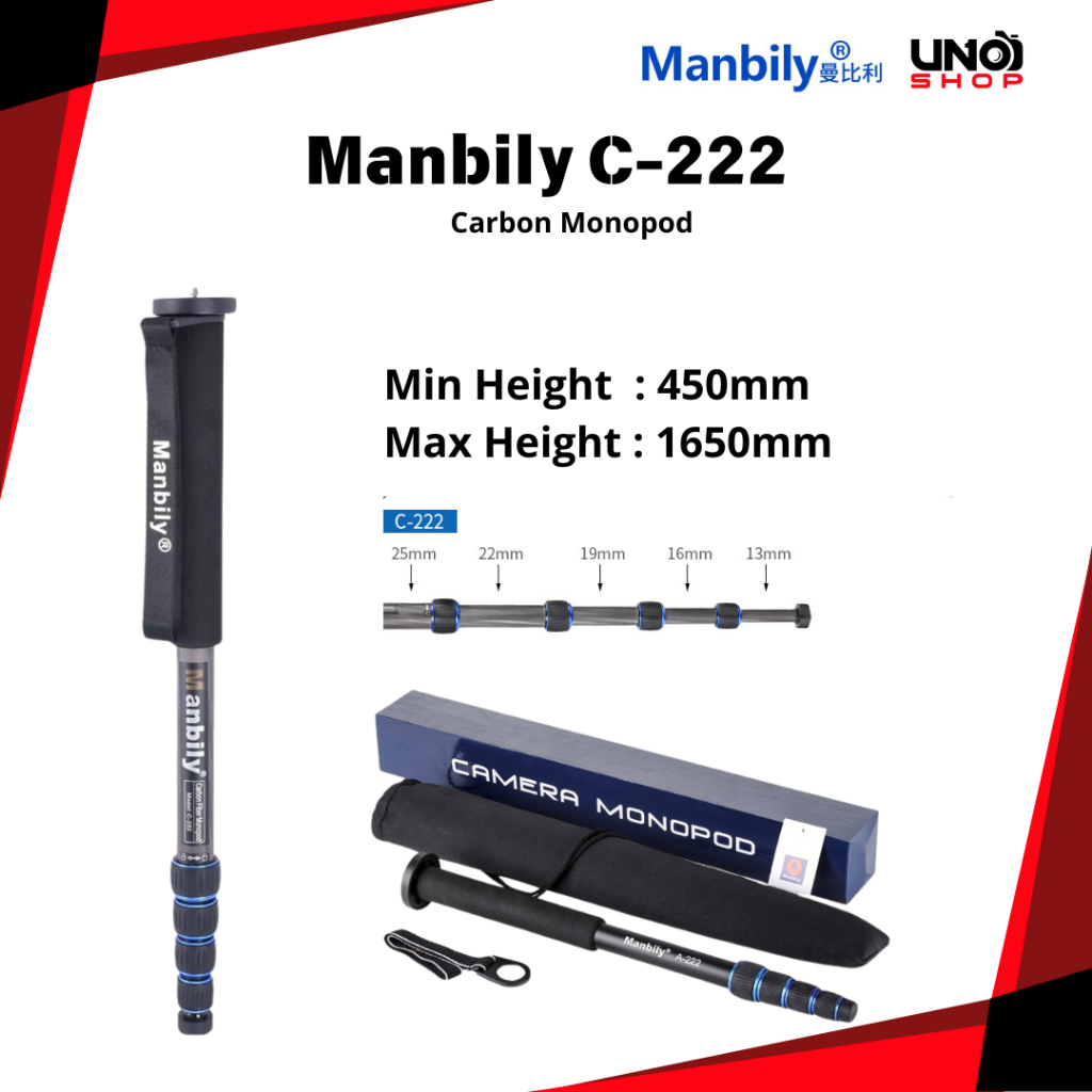 Jual Manbily C-222 Carbon Fiber Monopod | Shopee Indonesia