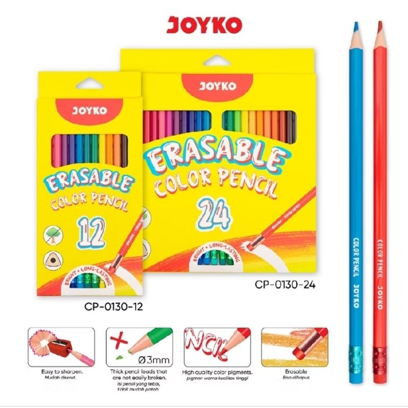 Jual Color Pencil Joyko 12 24 Warna Erasable Color/Pensil Warna Bisa ...