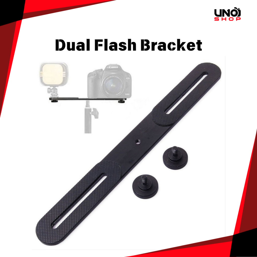 Jual Universal Dual Flash Bracket Mount Holder for Tripod Stand DSLR ...