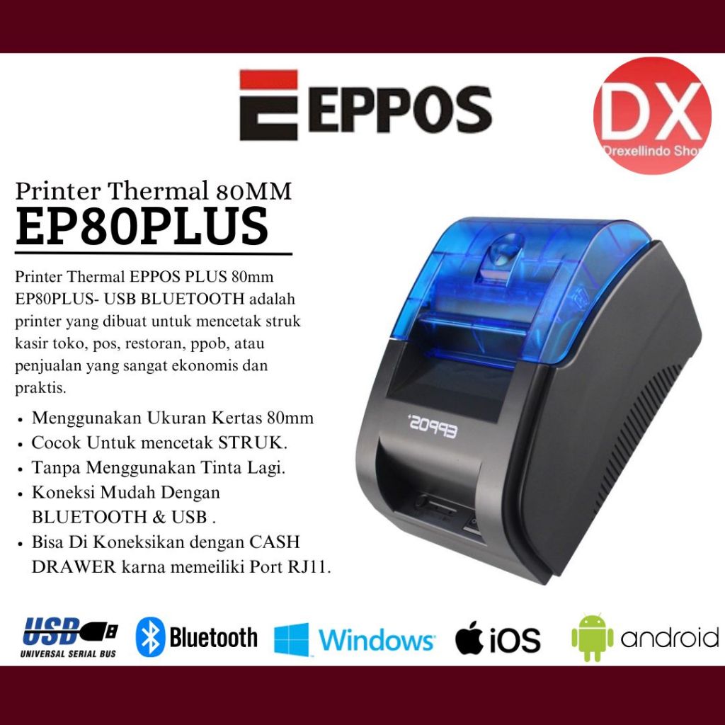 Jual Printer Thermal Bluetooth USB RJ11 EPPOS RPP02 EP80PLUS | Shopee Indonesia