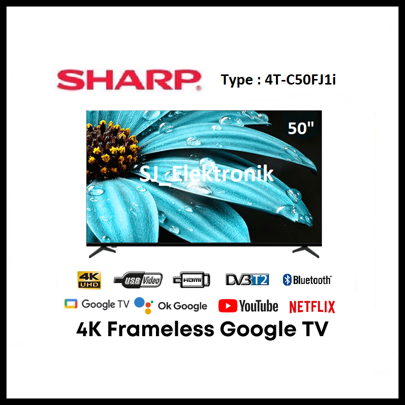 Jual Sharp 4T-C50FJ1i LED TV 50 Inch 50FJ1i Google TV UHD 4K - 50FJ1 ...