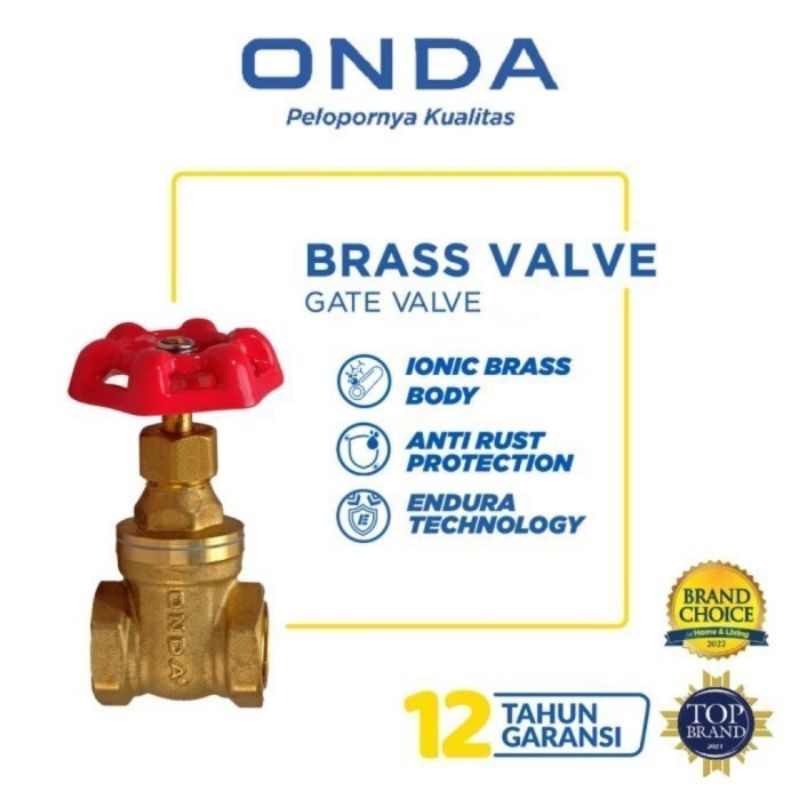 Jual Brass Gate Valve Onda 1 inch Stop Kran Onda 1" Brass Stop Valve Kuningan | Shopee Indonesia