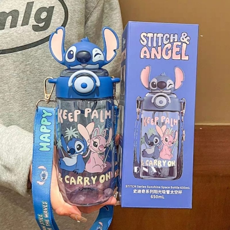 Jual Botol minum sekolah Stitch gelas plastik transparan Tritan BPA ...