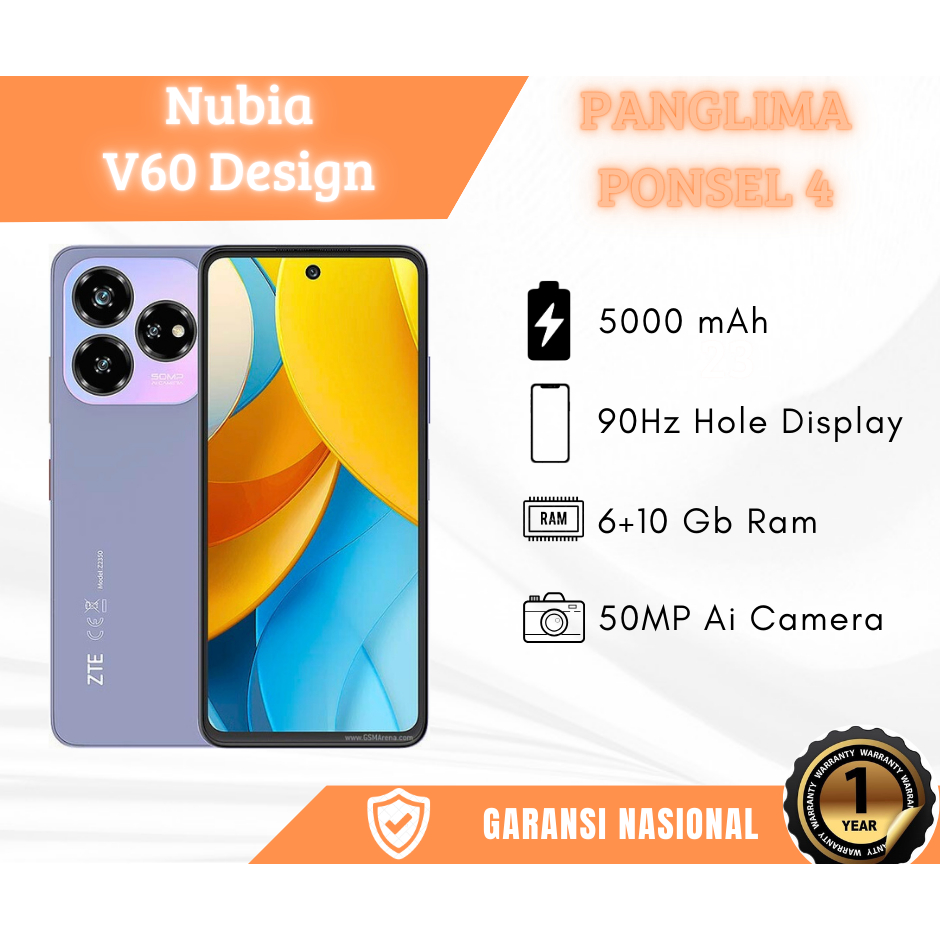 Jual Nubia V60 Design ZTE Ram 6+10/256GB 5000mah 50 mp NFC garansi ...