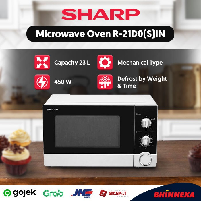 Jual SHARP Microwave Oven R-21D0(S)IN - Silver Hitam 23 Liter Low Watt | Shopee Indonesia