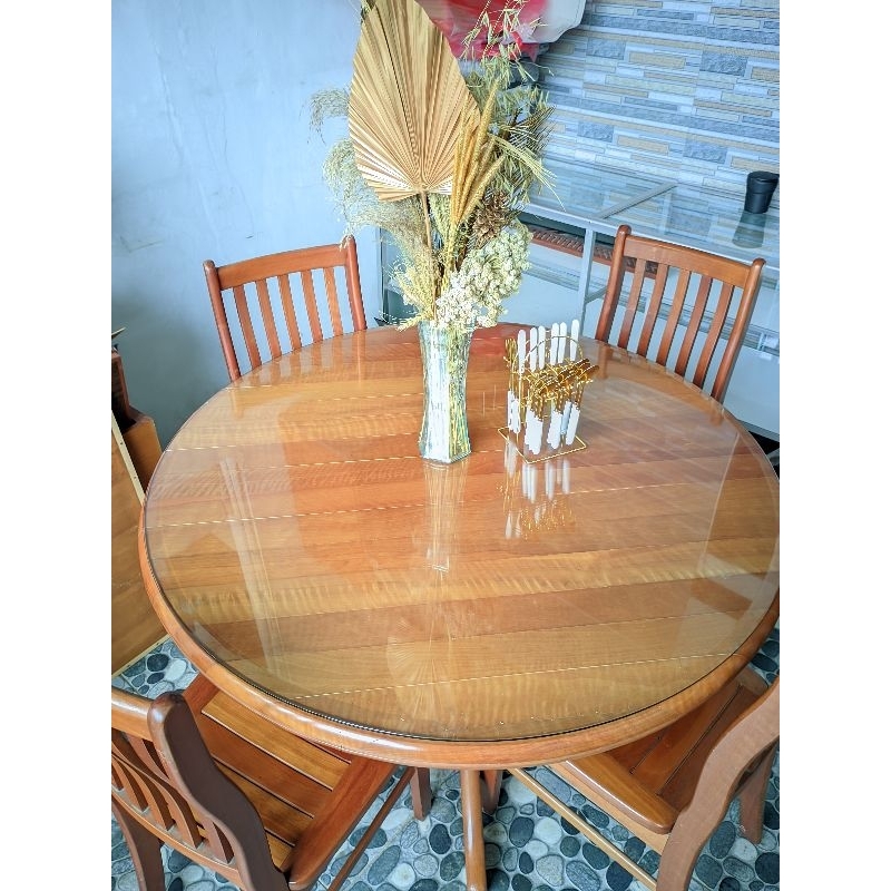 Jual Meja makan kaca kayu jati 4 kursi | Shopee Indonesia