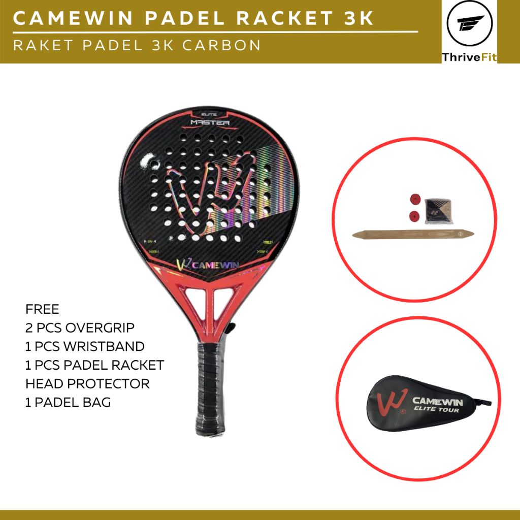 Jual CAMEWIN Padel Racket / Raket Padel 3K Carbon - FREE Padel Racket ...