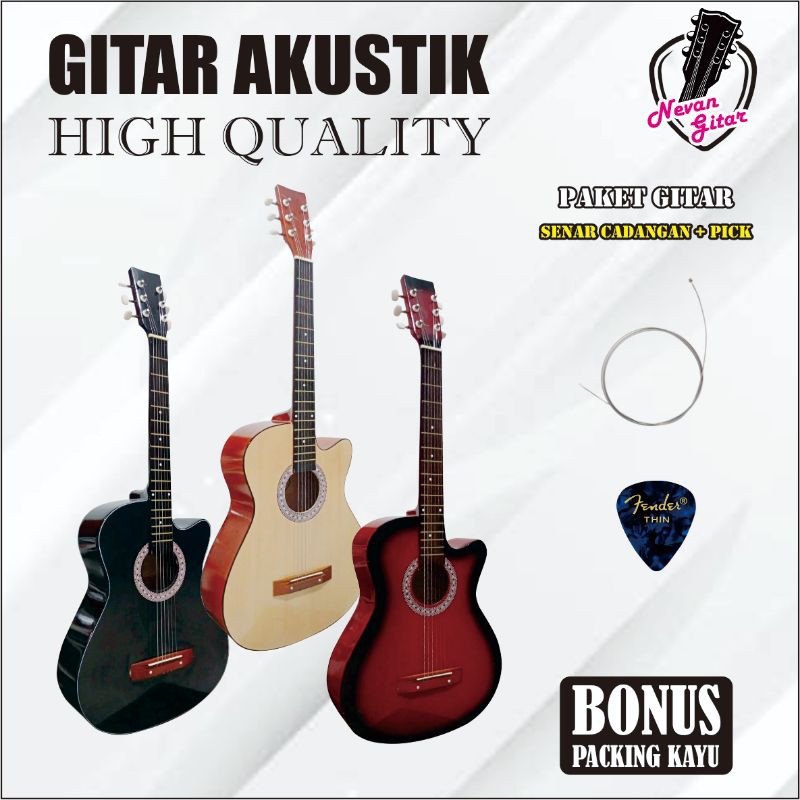 Jual COD Gitar akustik pemula termurah ( PACKING KAYU) | Shopee Indonesia