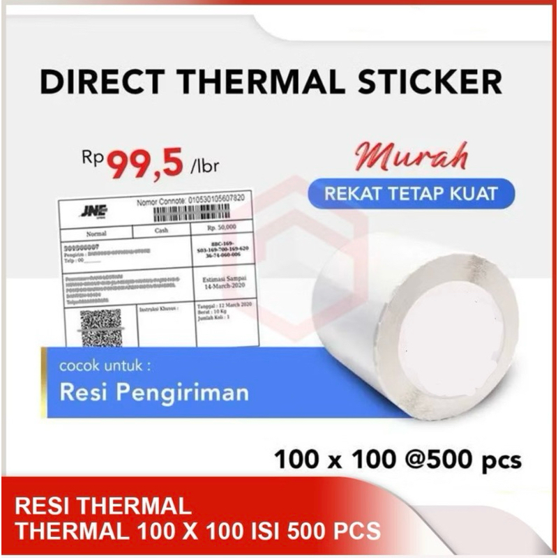 Jual Resi thermal label 100x100 isi 500 pcs A7 / Kertas Sticker Thermal ...