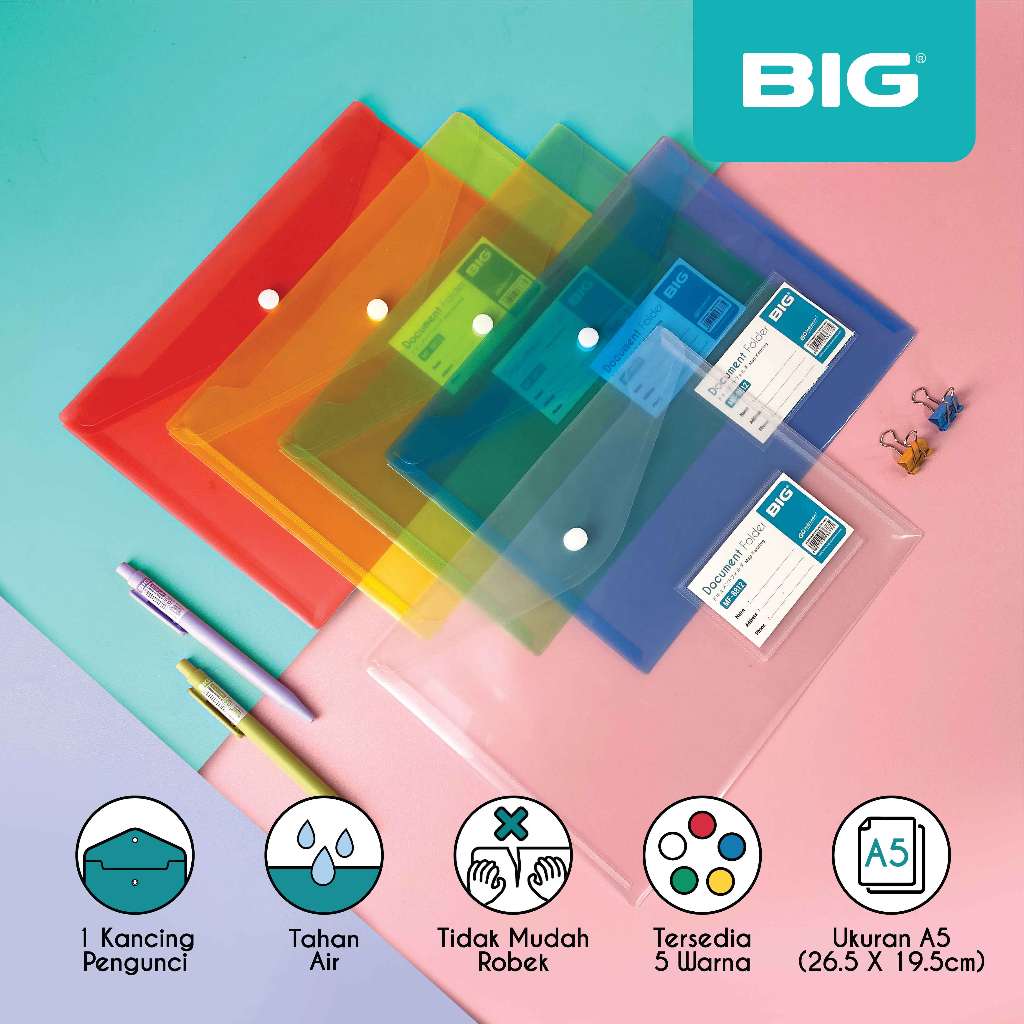Jual 1 Pcs BIG Map Kancing 1 Plastik/ Map Dokumen Kancing 1 Transparan ...