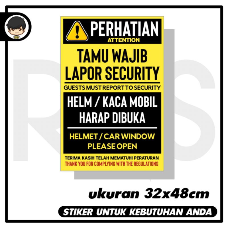 Jual stiker perhatian pintu masuk villa kantor perumahan sticker rambu ...