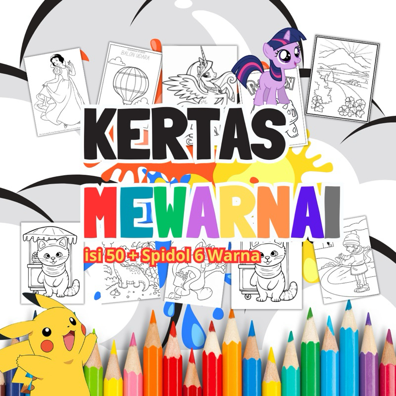 Jual Kertas Mewarnai (TERMURAH) 1000+ Variasi gambar, Kertas A4 80gsm ...