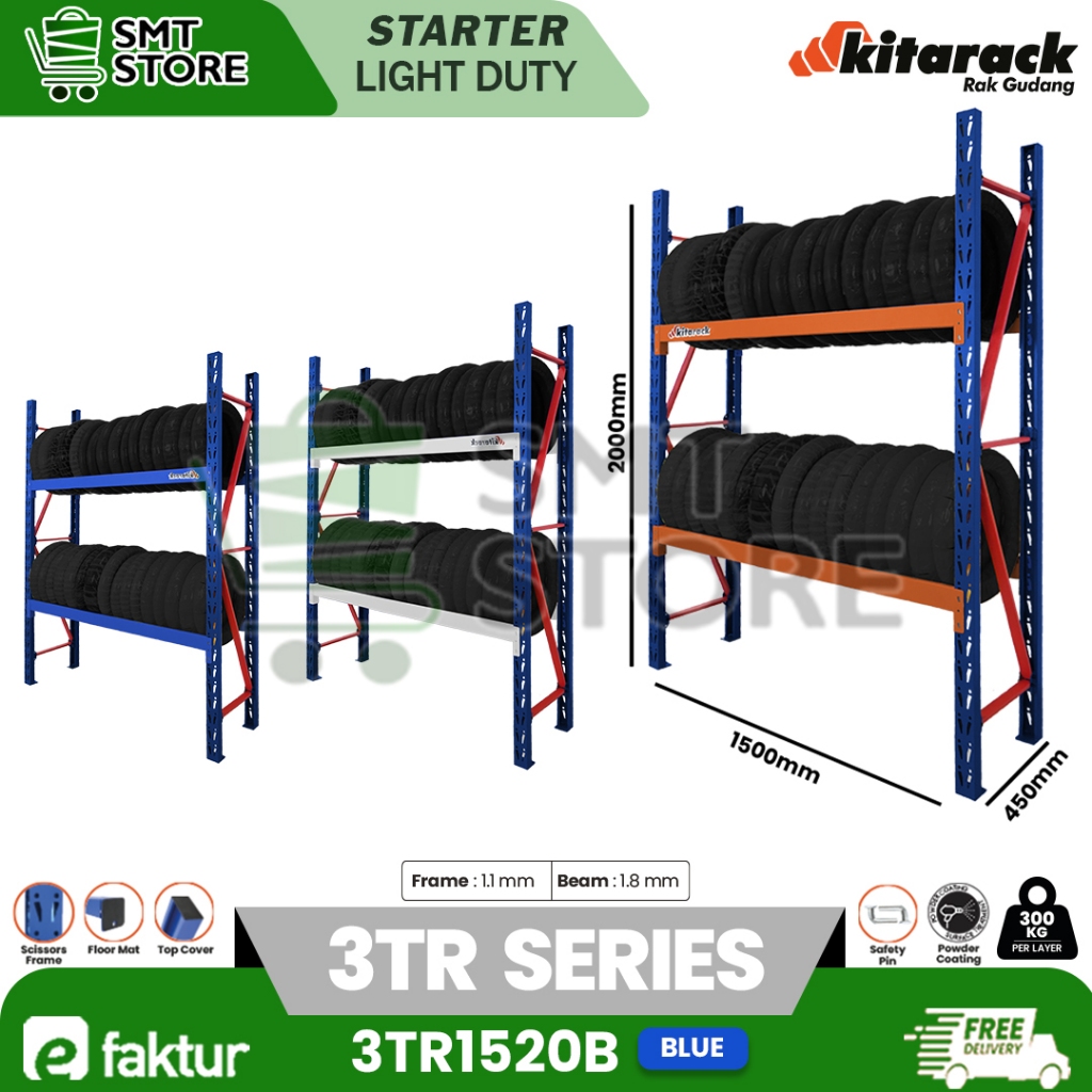 Jual KITARACK Rak Gudang 3TR1520 Tire Rack Biru Series Rak Ban Motor ...