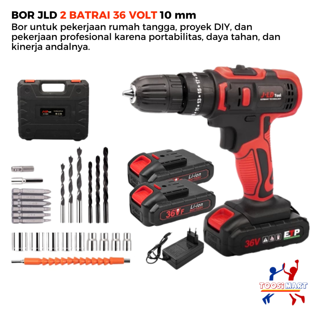 Jual Mesin Bor Cordless Battery 36v Charger Murah JLD Tools Set Box ...