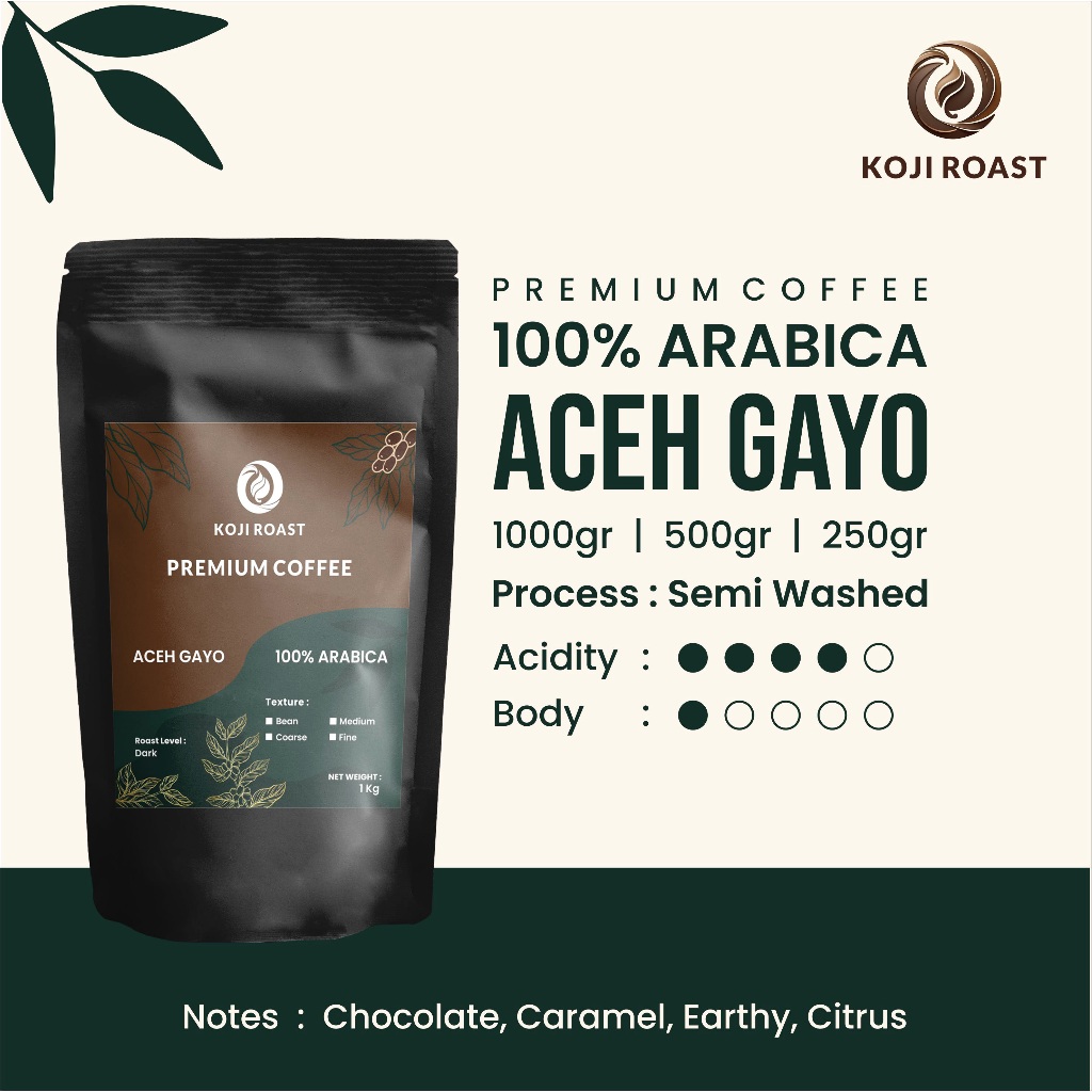Jual Kopi 100% ARABICA 250g - MEDIUM DARK Roasted - ACEH GAYO PREMIUM ...