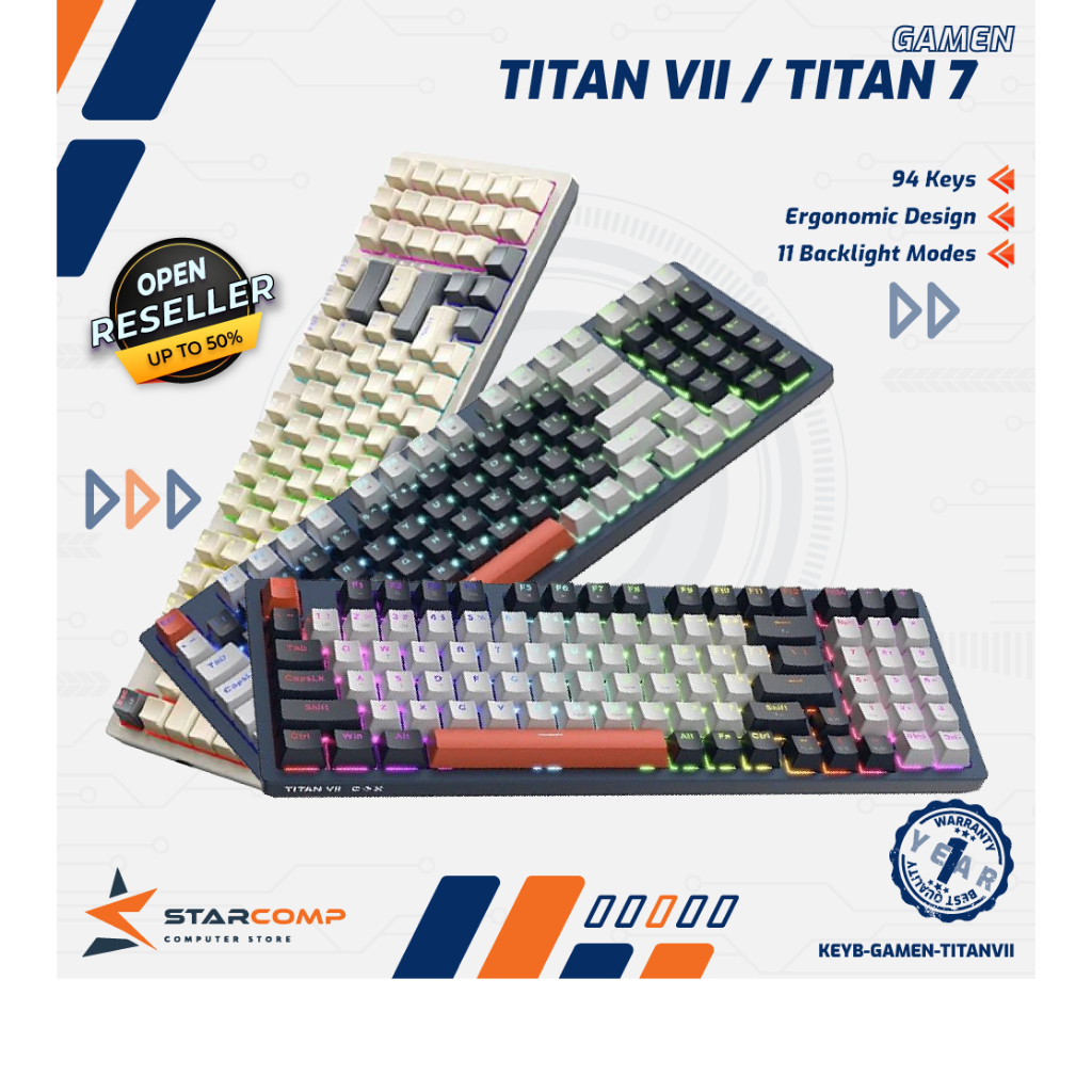 Jual Gamen Titan 7 Keyboard Gaming Mechanical Linear Switch 94 Keys RGB Light Original - Gamen ...