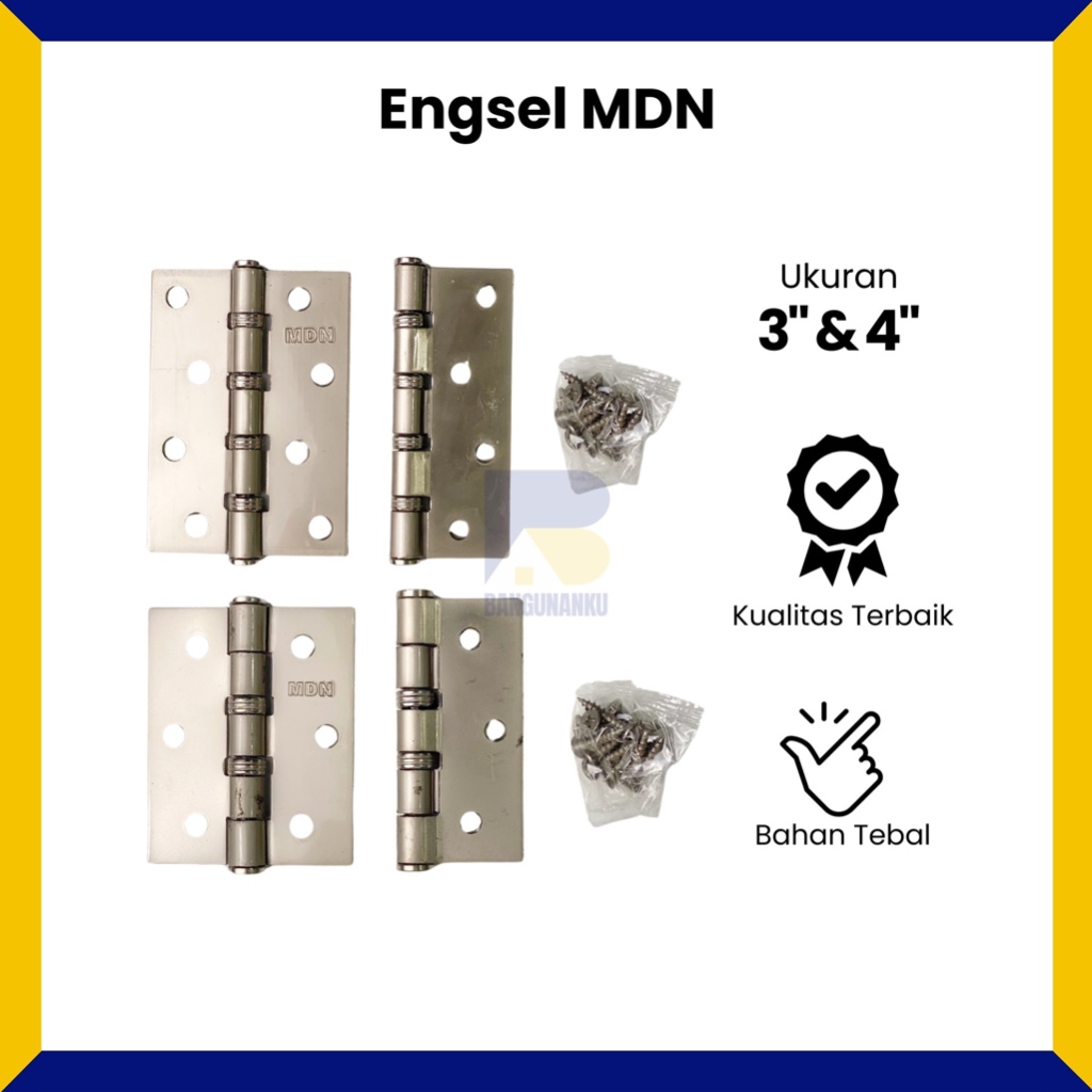 Jual Engsel Pintu Jendela Rumah Lemari Goldplate Tebal 3" 4" MDN | Shopee Indonesia