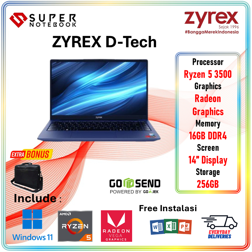 Jual LAPTOP ZYREX D- TECH AMD Ryzen 5 16GB 256GB W11 14.0" DISPLAY ...