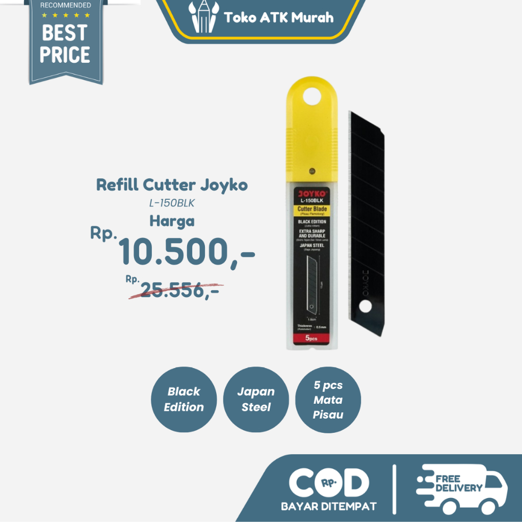 Jual Cutter Blade / Isi Pisau Joyko L-150BLK Japan Steel 5Pcs | Shopee ...