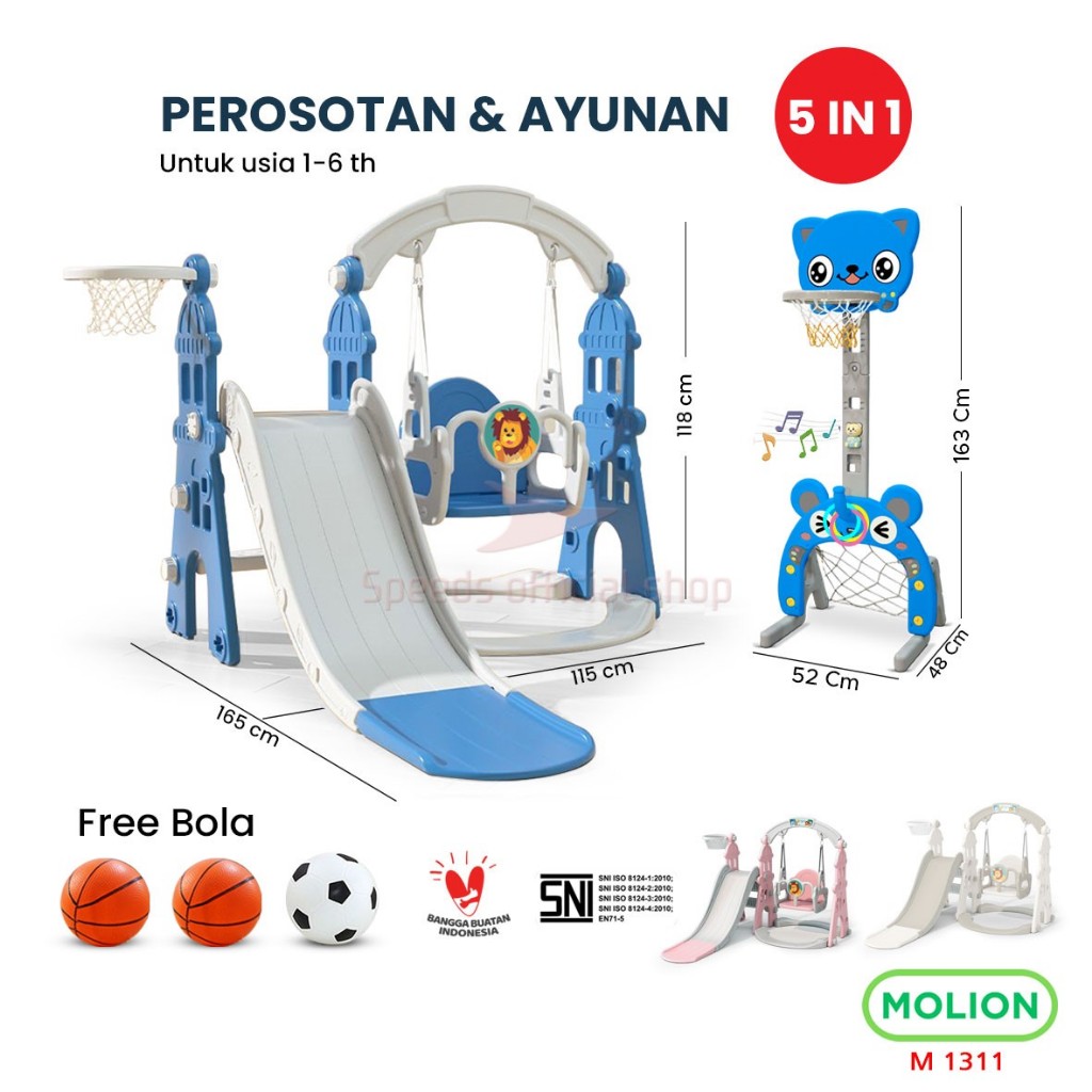 Jual MOLION SNI Prosotan HDPE Mainan Ayunan Anak 5in1 Seluncuran ...