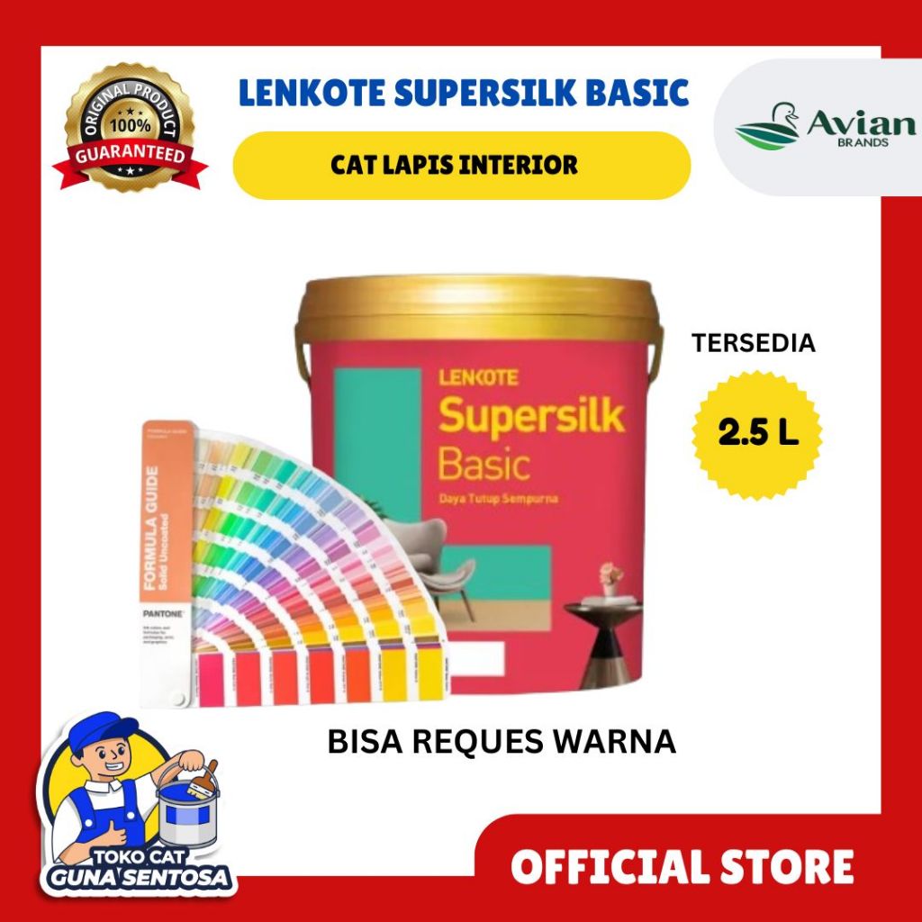 Jual CAT TEMBOK LENKOTE AVIAN SUPERSILK BASIC 2.5 LITER | Shopee Indonesia