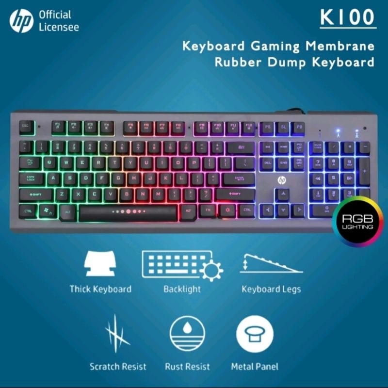 Jual Keyboard Gaming HP k100 - Membrane Keyboard / Rubber Dump Keyboard ...