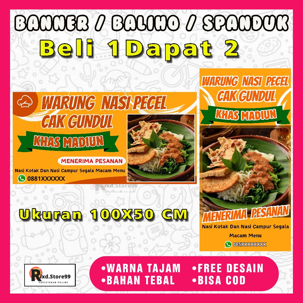 Jual BANNER NASI PECEL KHAS MADIUN SPANDUK NASI PECEL | Shopee Indonesia