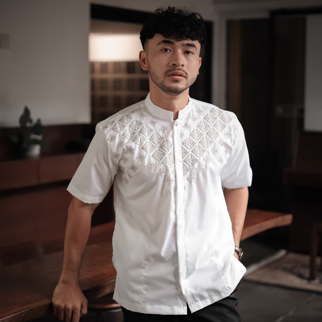 Jual koko.uzma Baju Koko Dewasa Saku Samping Putih Tulang Bordir ...