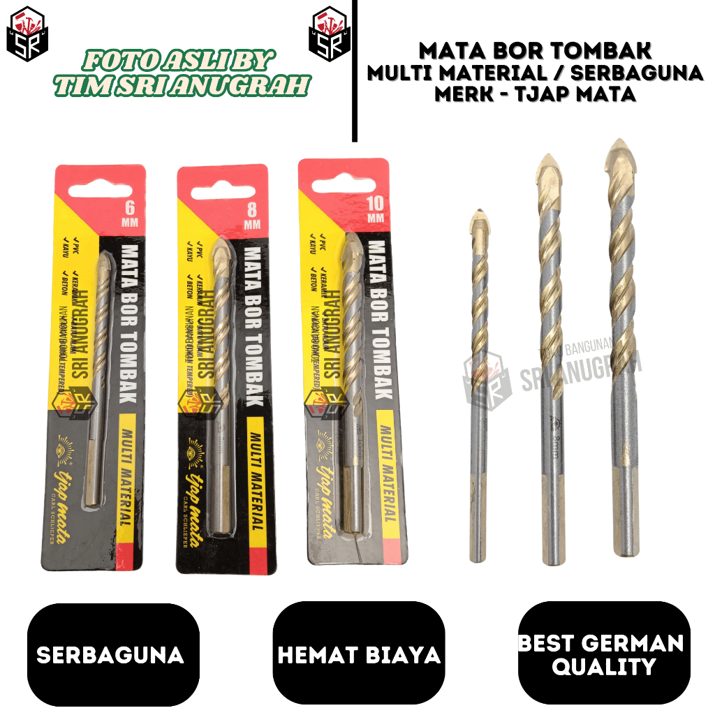 Jual Mata Bor Tombak Beton Kaca Besi Kayu Pvc TJAP MATA Multi Fungsi ...