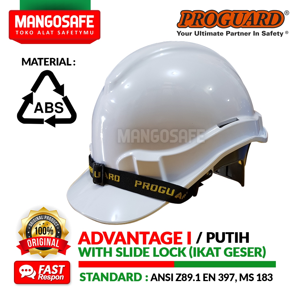 Jual Helm Safety Proyek PROGUARD ADVANTAGE Putih + ikat Slide Stazon ...